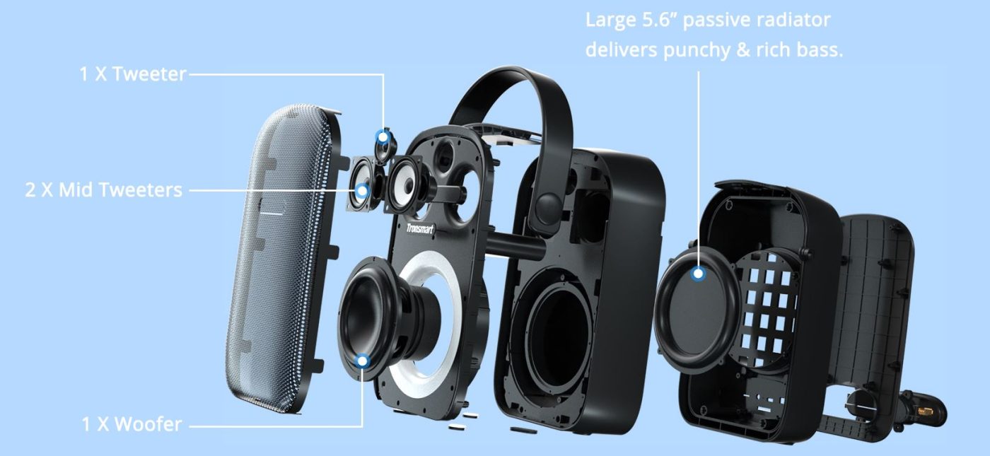 Tronsmart Halo 100 Party Portable Speaker, 60W Stereo Sound Bluetooth ...