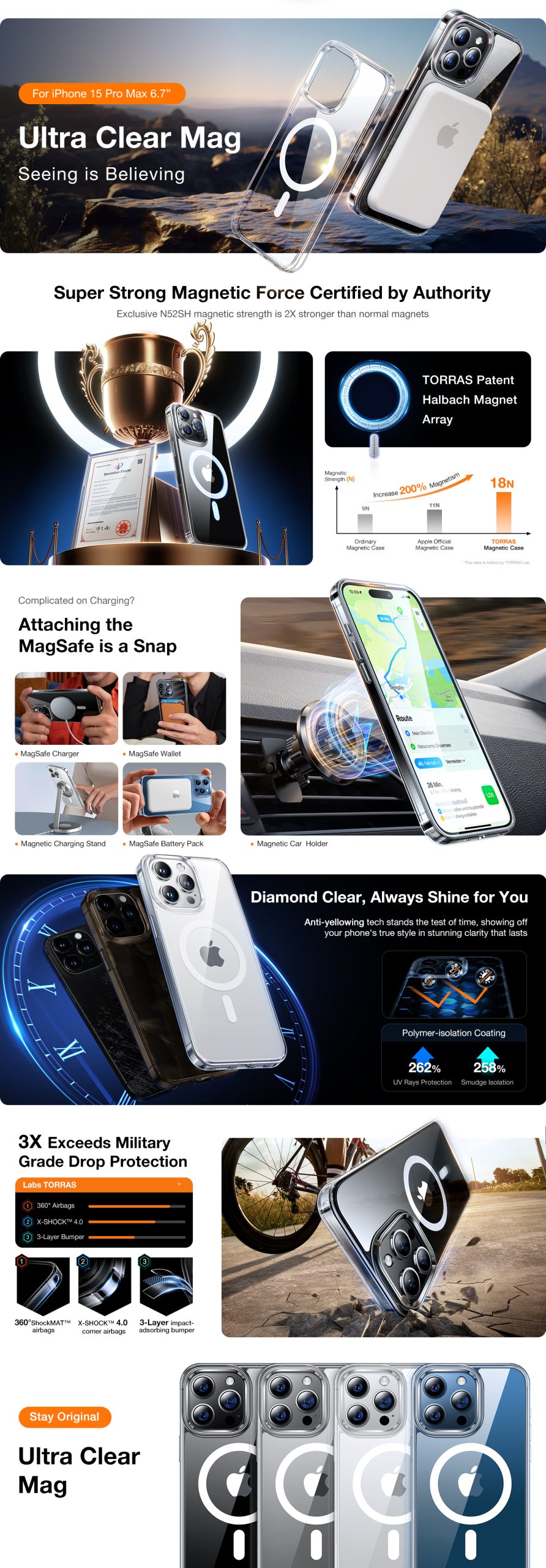 Torras Diamond Series Magsafe Compatible Phone Case For IPhone 15 Pro 6 ...