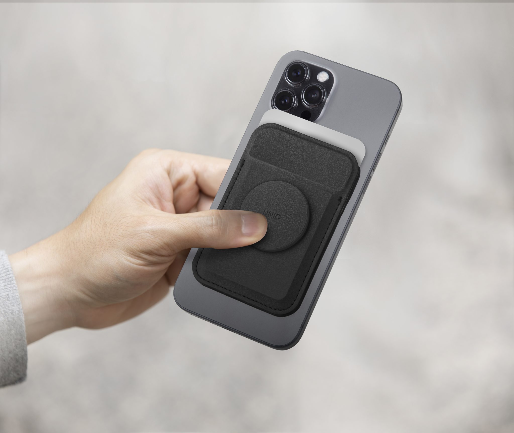UNIQ Flixa Magnetic Card Holder With Pop Grip & Stand – Flint Grey ...