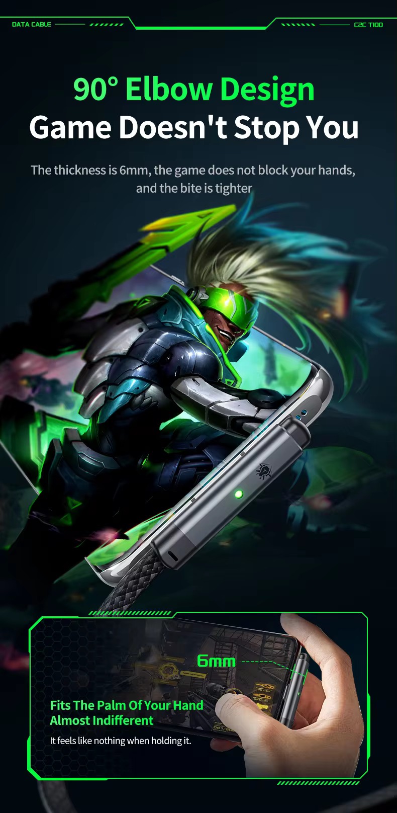 Plextone C2C T100 Type C To Type C 66W Elbow Gaming Smart LED Charge ...